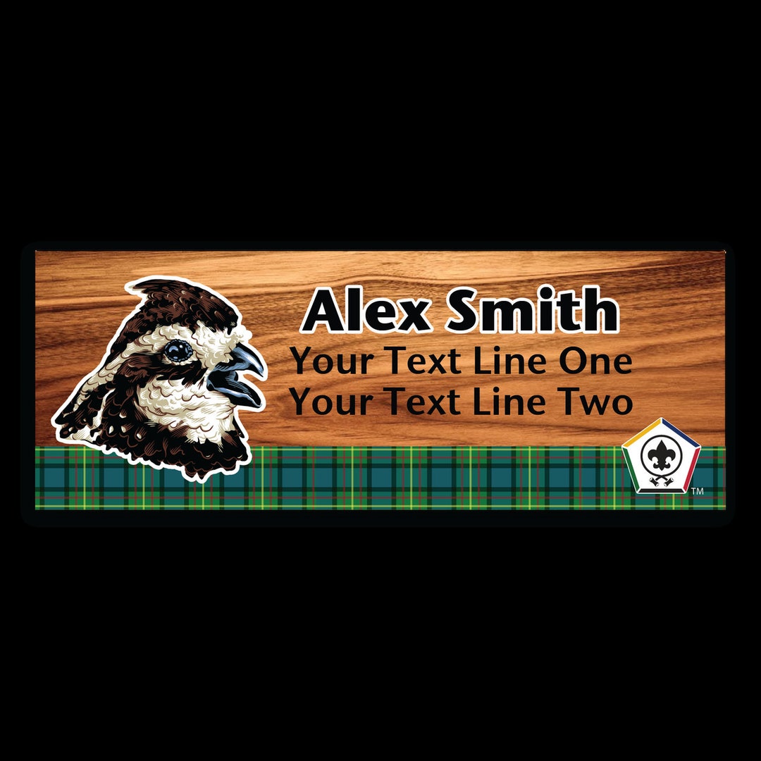 Wood Badge Name Tag Bobwhite Tartan Realistic Critter - Etsy