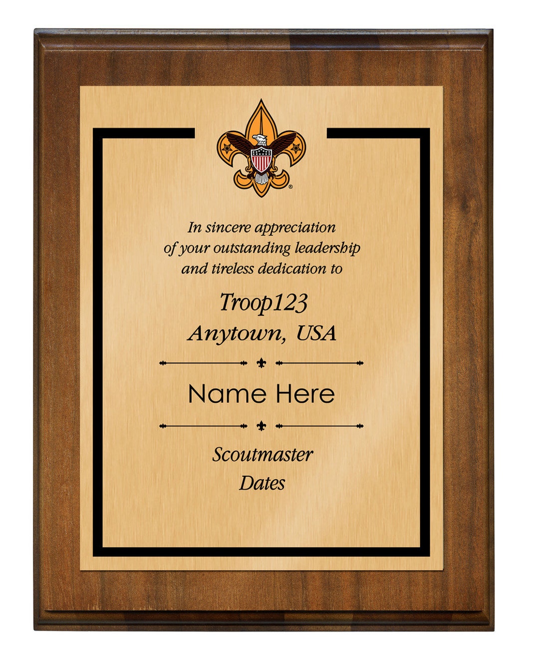 Scoutmaster Plaque With Universal Logo - Border Design - Vertical - Etsy