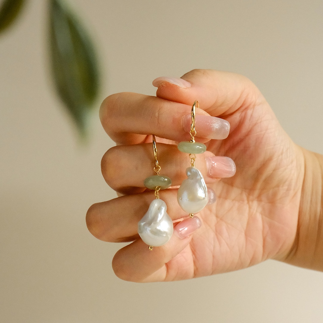 Pendiente de perlas barrocas, colgante de perlas naturales de agua ...