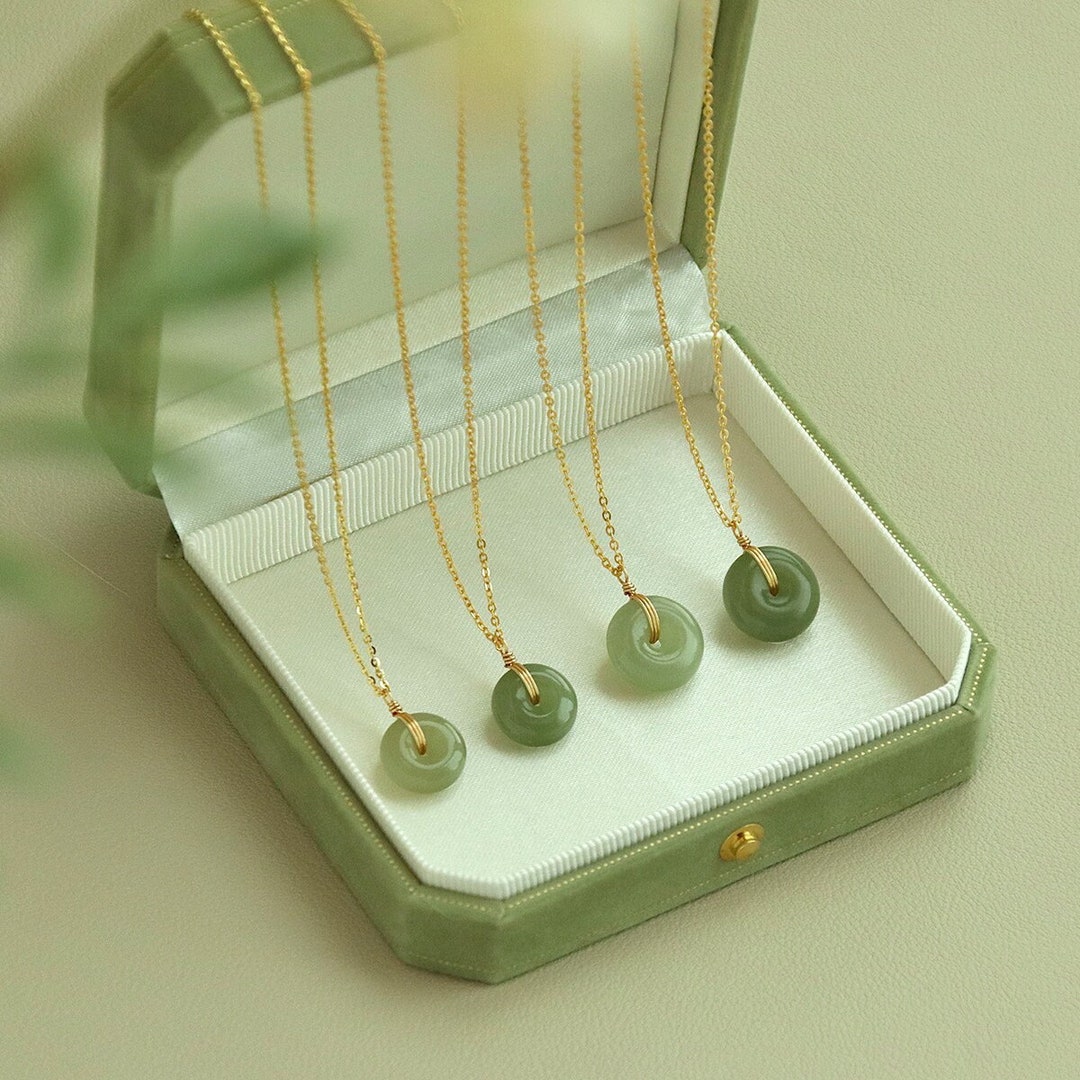 Minimalist Real Jade Necklace, Natural Green Donut Pendantupcycled ...