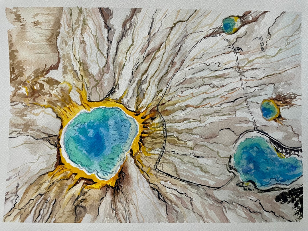 Original Yellowstone Watercolor Painting 9x12 by Long Island Artist ...