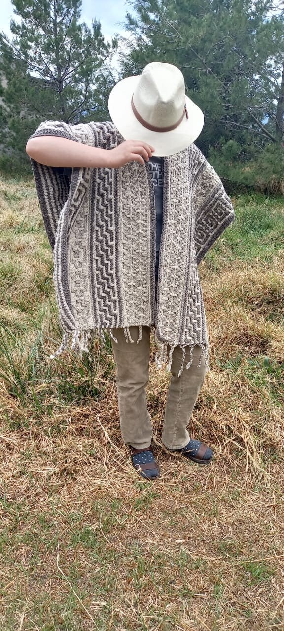 Cardigan Poncho, Ethnic Wool Hand Made, Unique Mode, Mosaic Crochet - Etsy