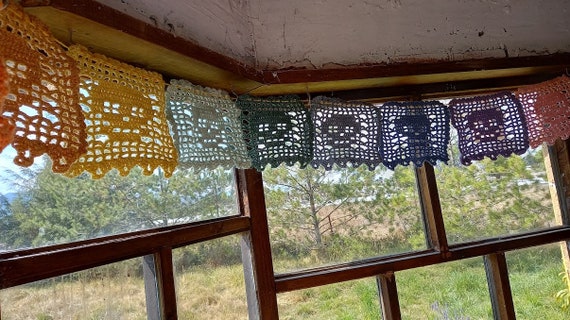 Papel picado Crochet Dia de Muertos Papel Picado Crochet - Etsy México