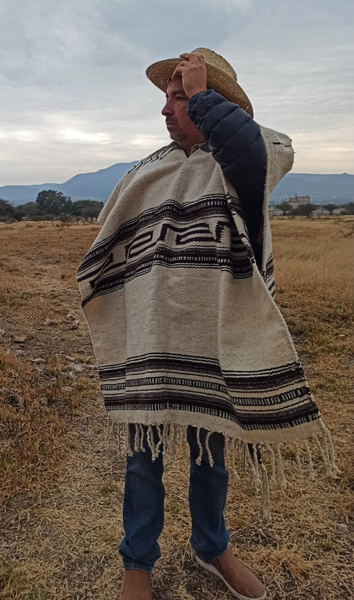 Poncho wool Poncho de lana 100% gaban mexicano Handmade - Etsy México