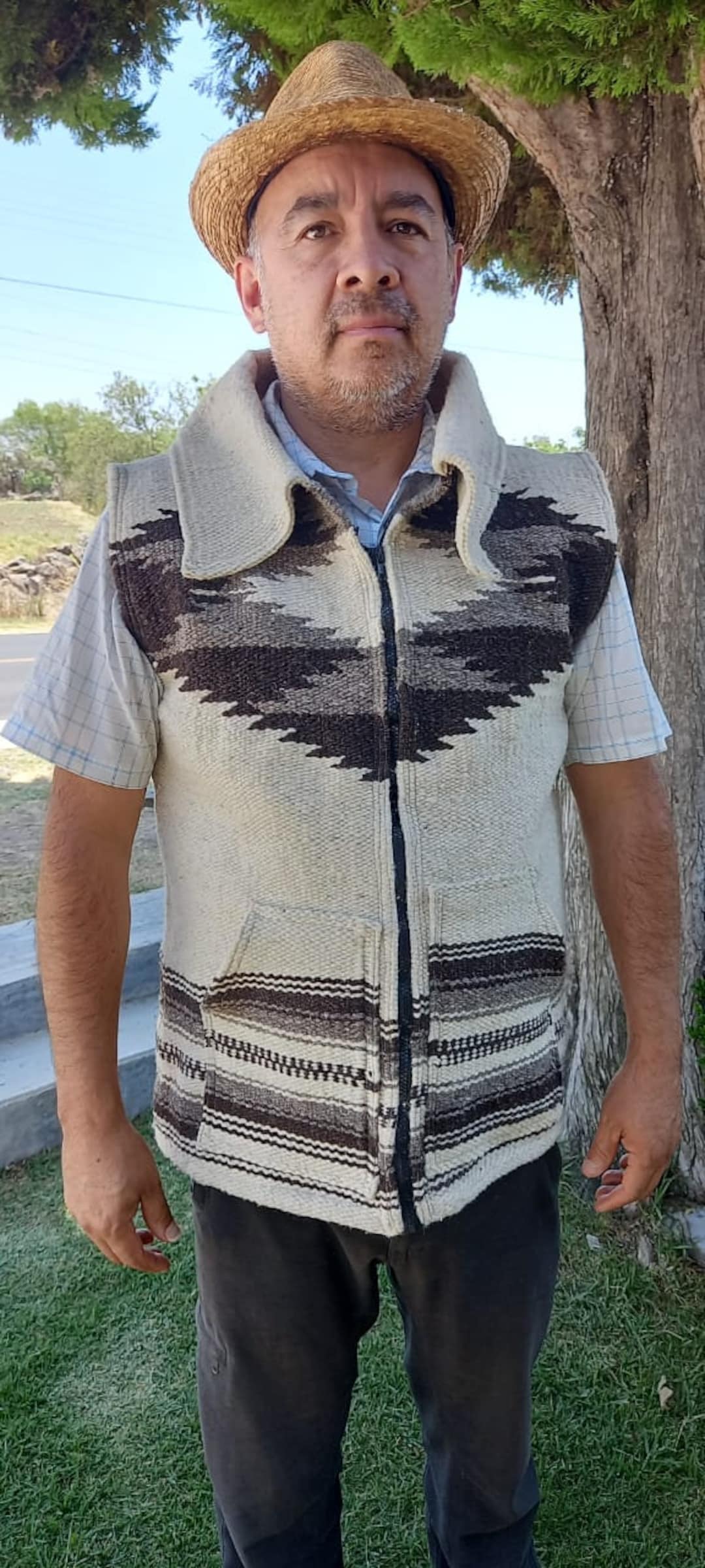 100% Pure Wool Vest, Handmade, Traditional Mexican Cotorina ...