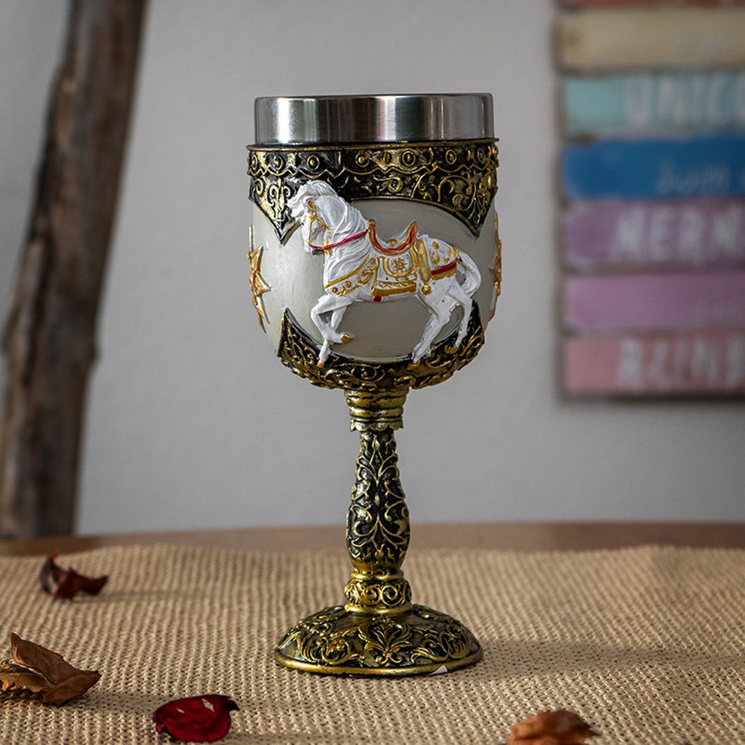 A Royal Holiday Horse Sculpted Resin Goblet With Stainless - Etsy