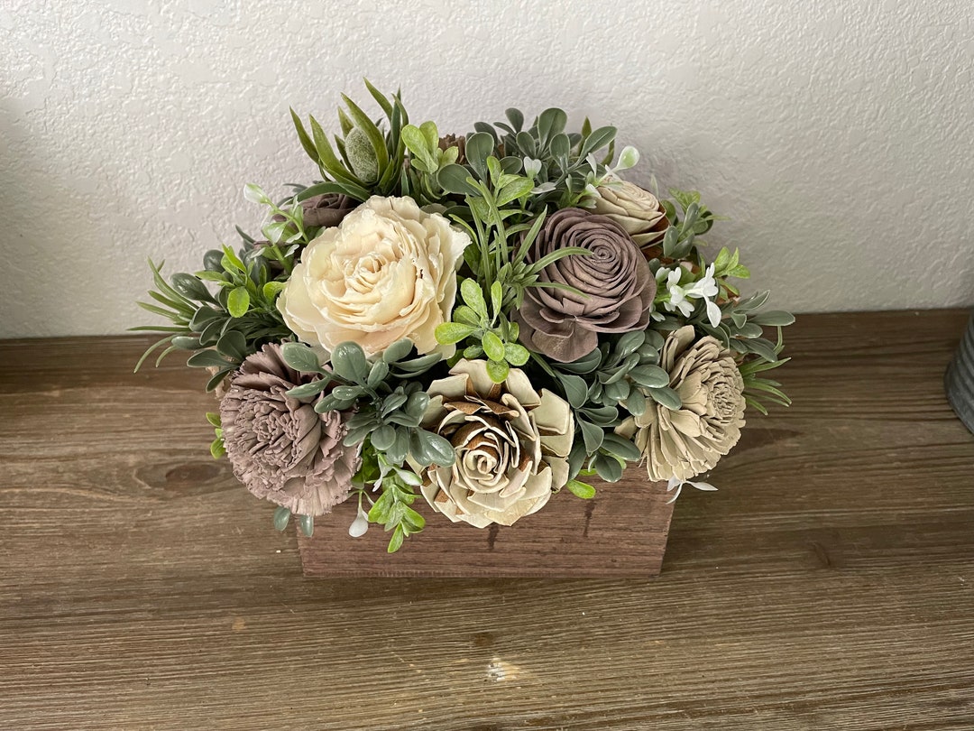 Table Top Wedding Centerpiece, Sola Wood Flower Arrangement, Valentines ...