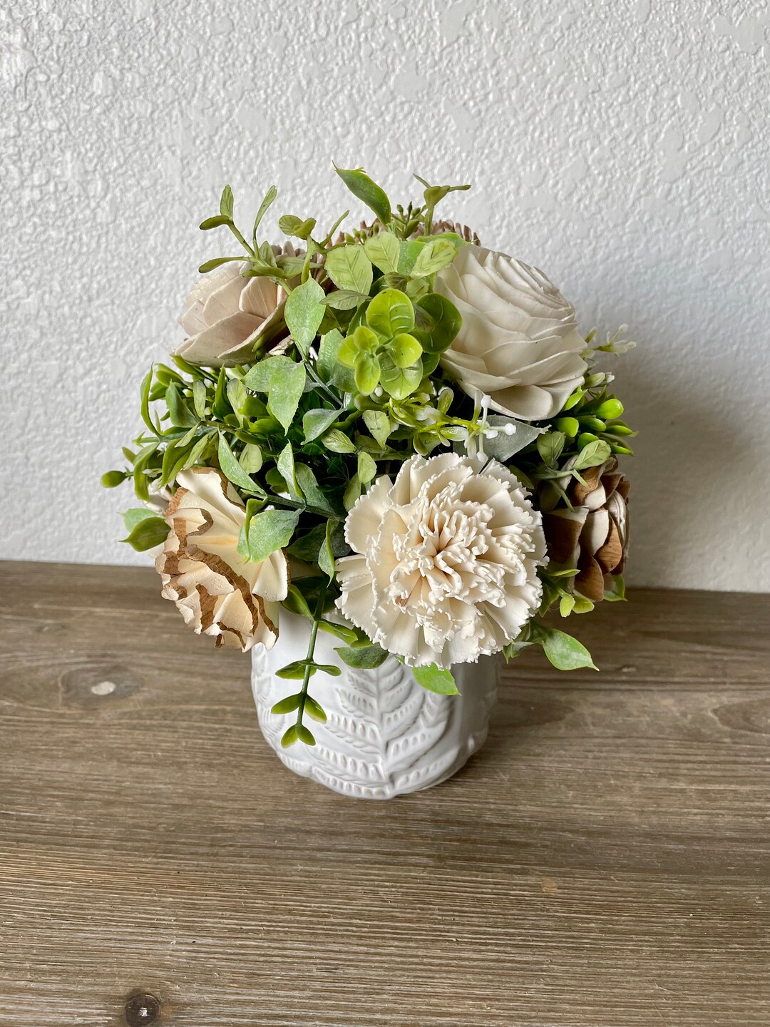 Summer Wooden Flower Centerpiece, Sola Wood Flowers Arrangement ...