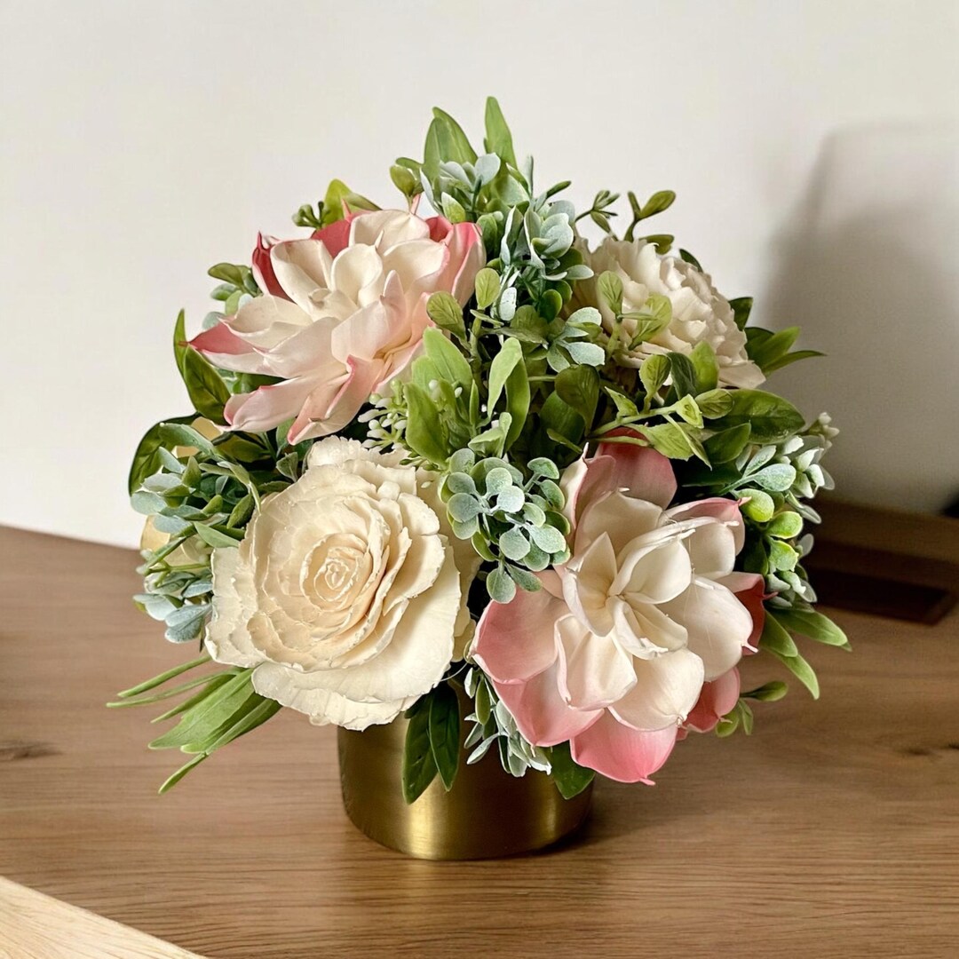 Elegant Wooden Flower Table Centerpiece, Valentines Day Floral ...