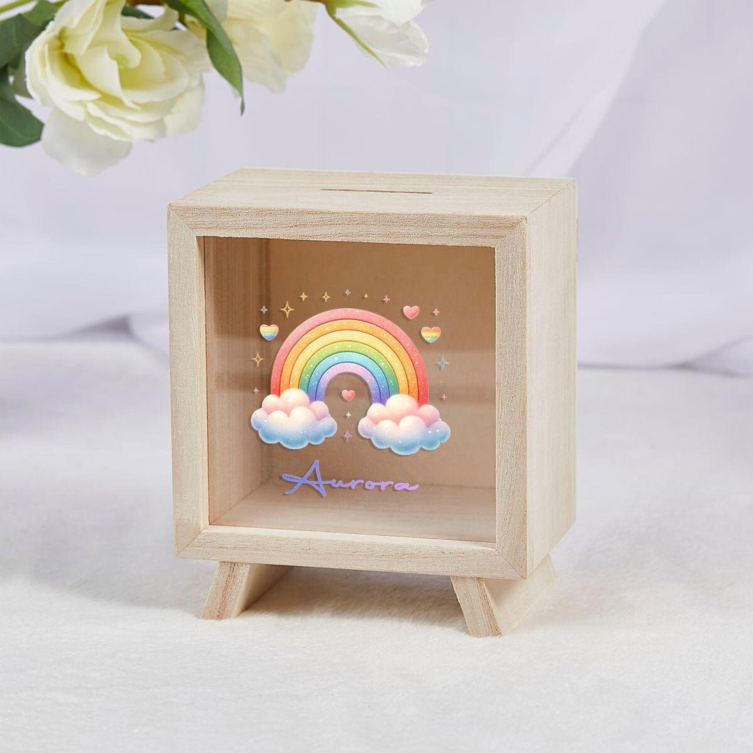 Rainbow Piggy Bank, Money Box for Kids, Personalised Piggy Banks for ...