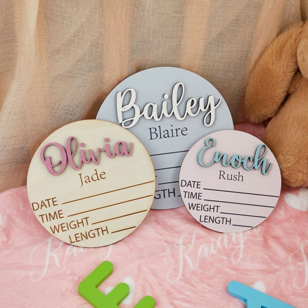 Personalized Baby Name Sign | Baby Announcement Sign With Birth Stats ...