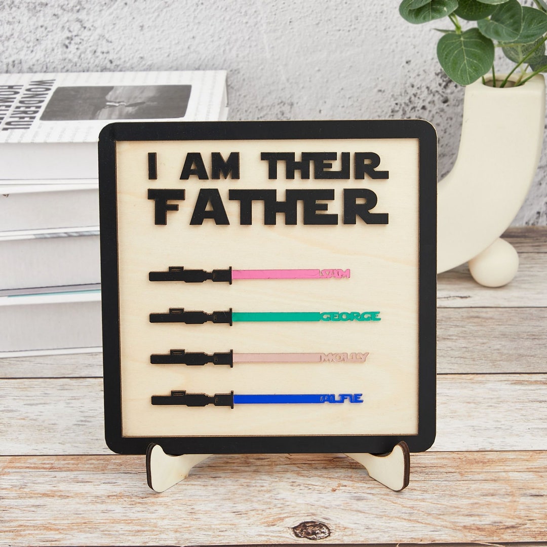 I Am Their Father Wooden Sign, Personalized Kids Name Frame for Dad ...