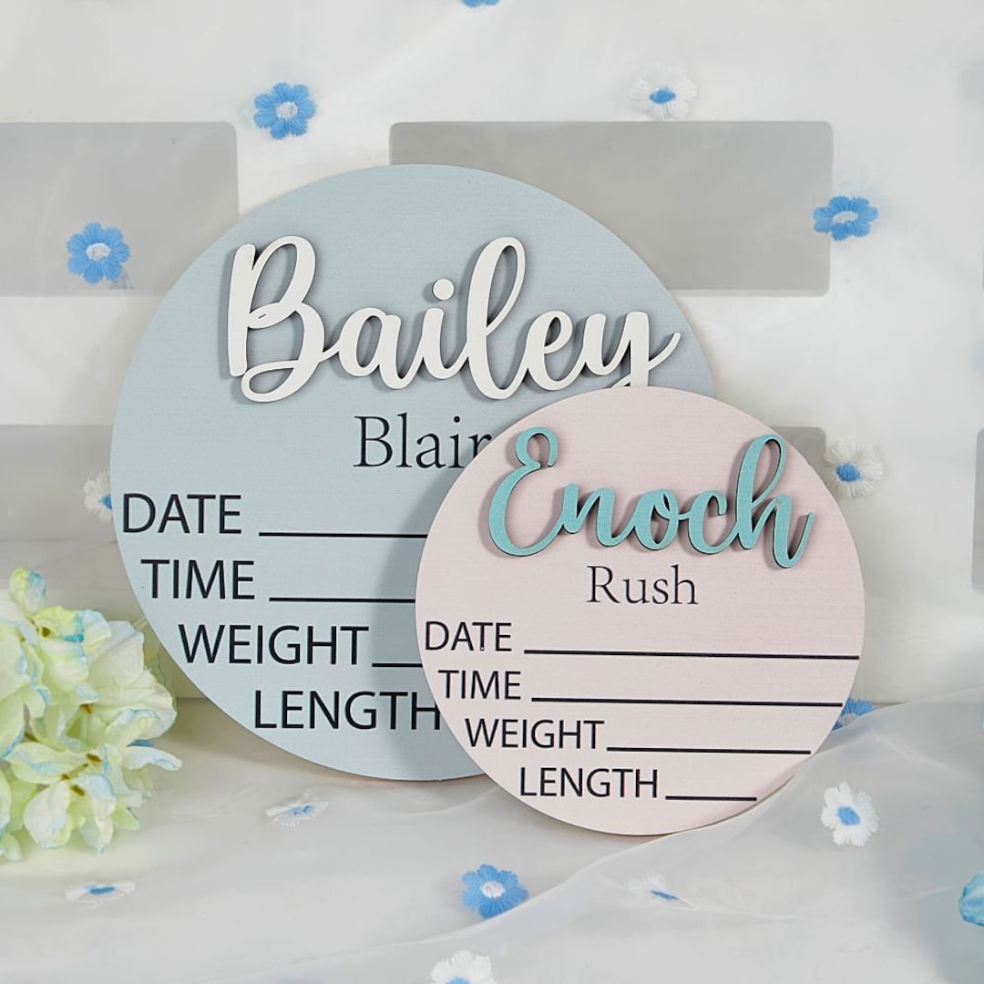 Baby Announcement Sign With Birth Stats Footprint Sign for Newborn Baby ...