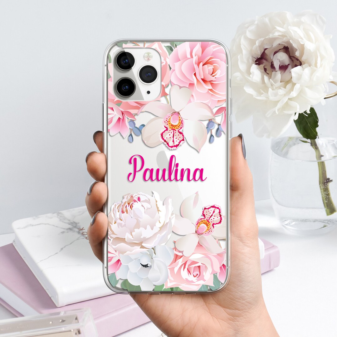 Custom Name Phone Case for Iphone: Floral Design, Personalized Clear ...