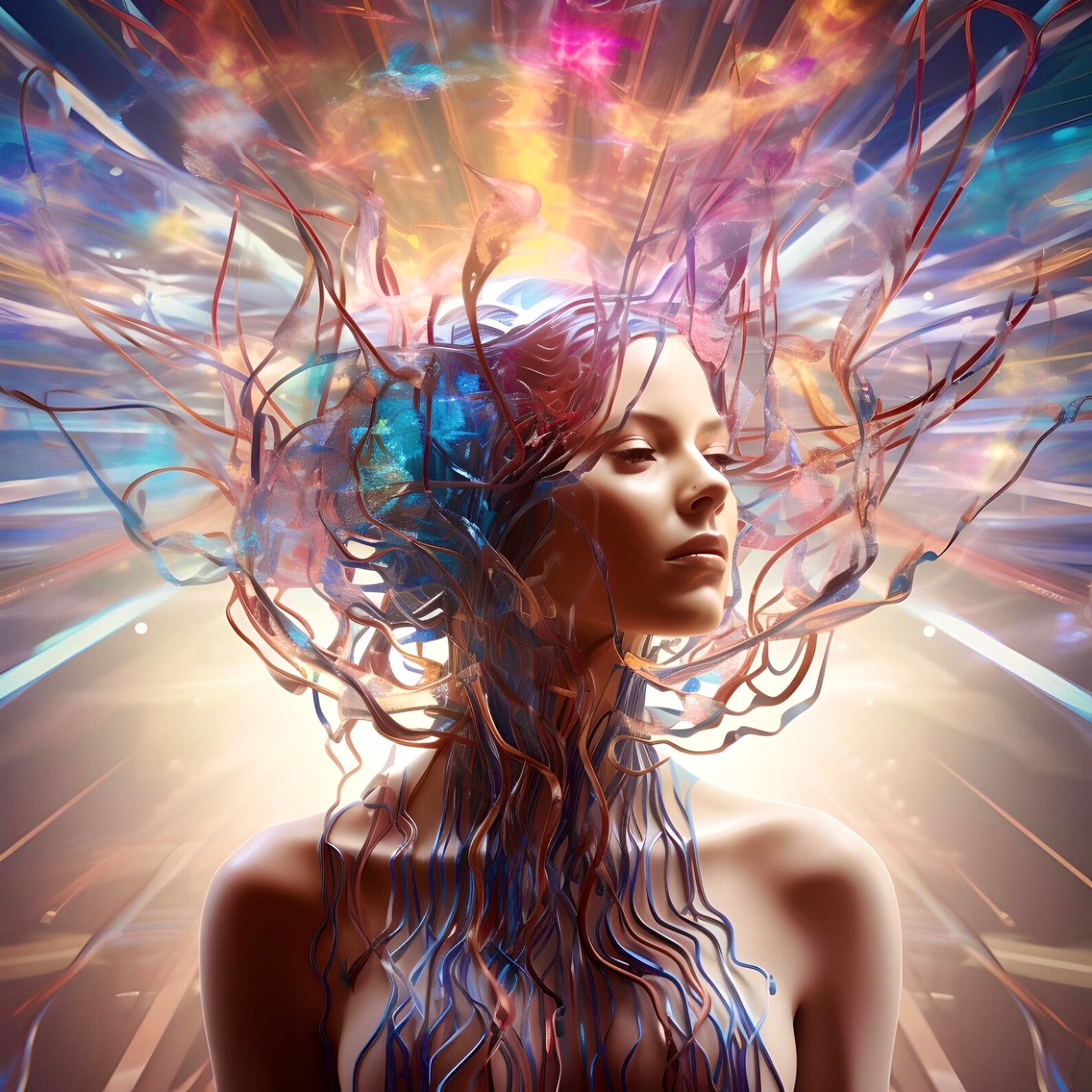 Synapses 2 Sci Fi Art Print Fantasy Digital Art Print Female Boho Art Picture Rainbow Art - Etsy