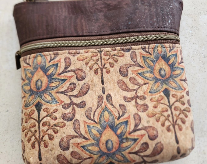 Cork Cross Body Bag, Lotus Flower Cork Bag, Vegan Handbag, Gift for Mom ...