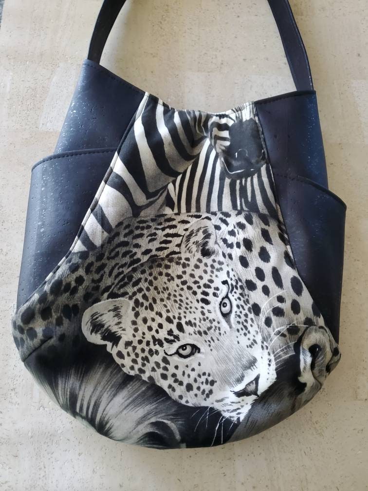 Lion Shoulder Bag, Cheetah Shoulder Bag, Black Cork Shoulder Bag ...
