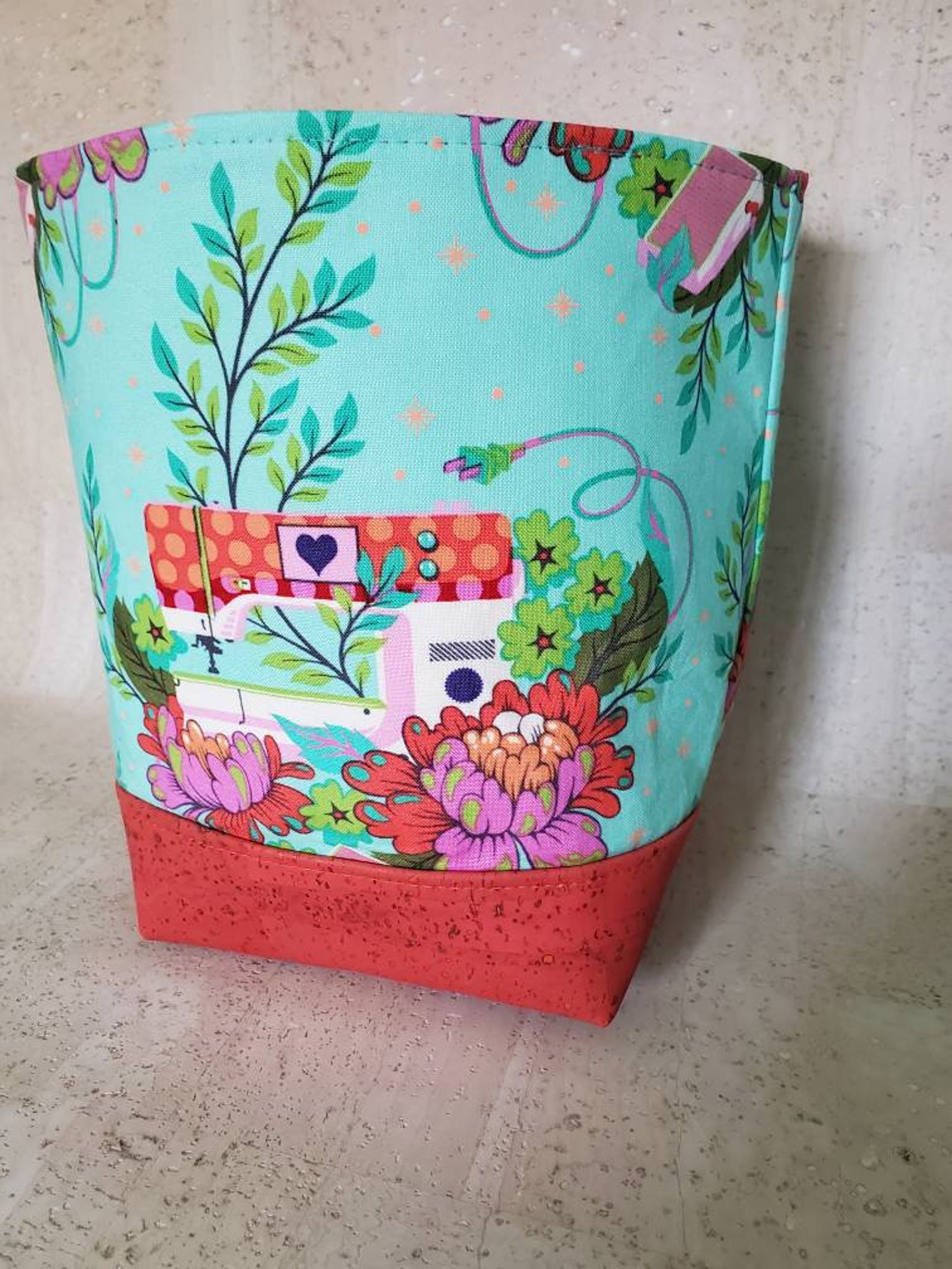 Sewing Room Organizer Sewing Basket Tula Pink Basket Cork - Etsy