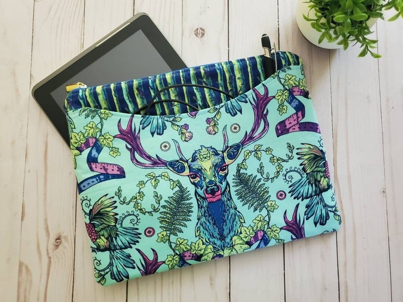 Zippered Tablet Sleeve With Pocket, Boho Deer Tablet Sleeve, Back to ...