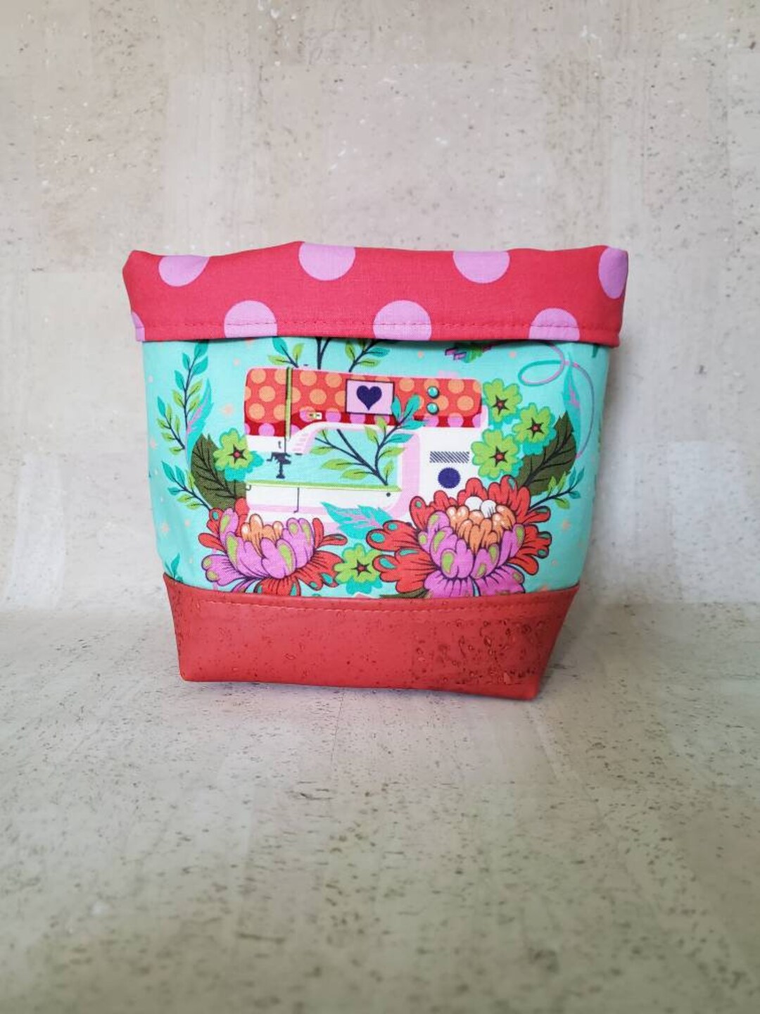 Sewing Room Organizer, Sewing Basket, Tula Pink Basket, Cork Leather ...