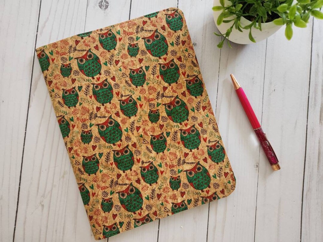 Cork Leather Journal, Cute Owl Journal, Vegan Leather Journal, for Her ...