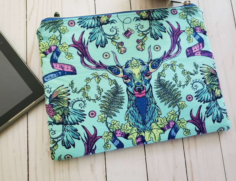 Zippered Tablet Sleeve With Pocket, Boho Deer Tablet Sleeve, Back to ...