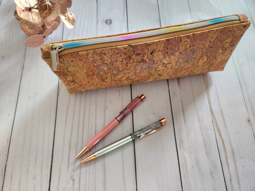 Rainbow Cork Pencil Case, Cork Pencil Pouch, Journal Accessory, Vegan ...