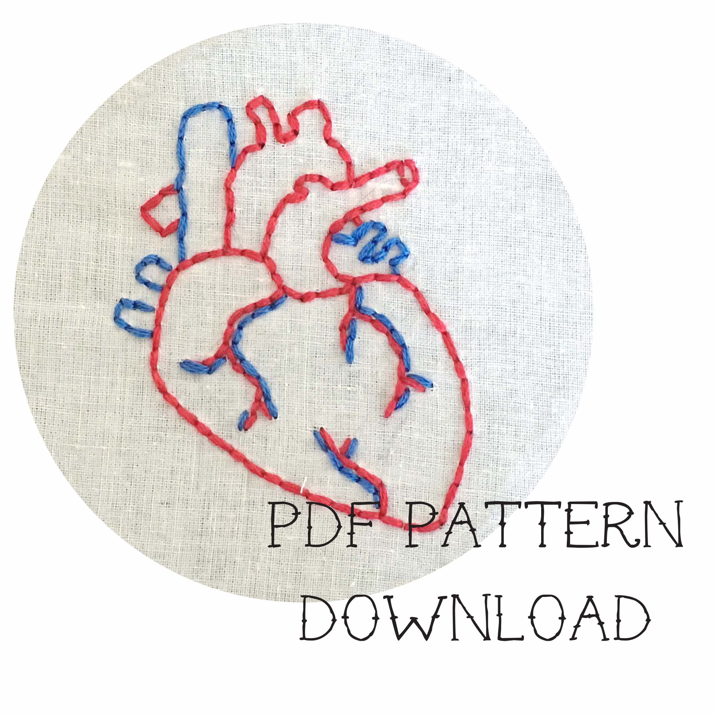Anatomical Heart Embroidery Pattern PDF Download - Etsy