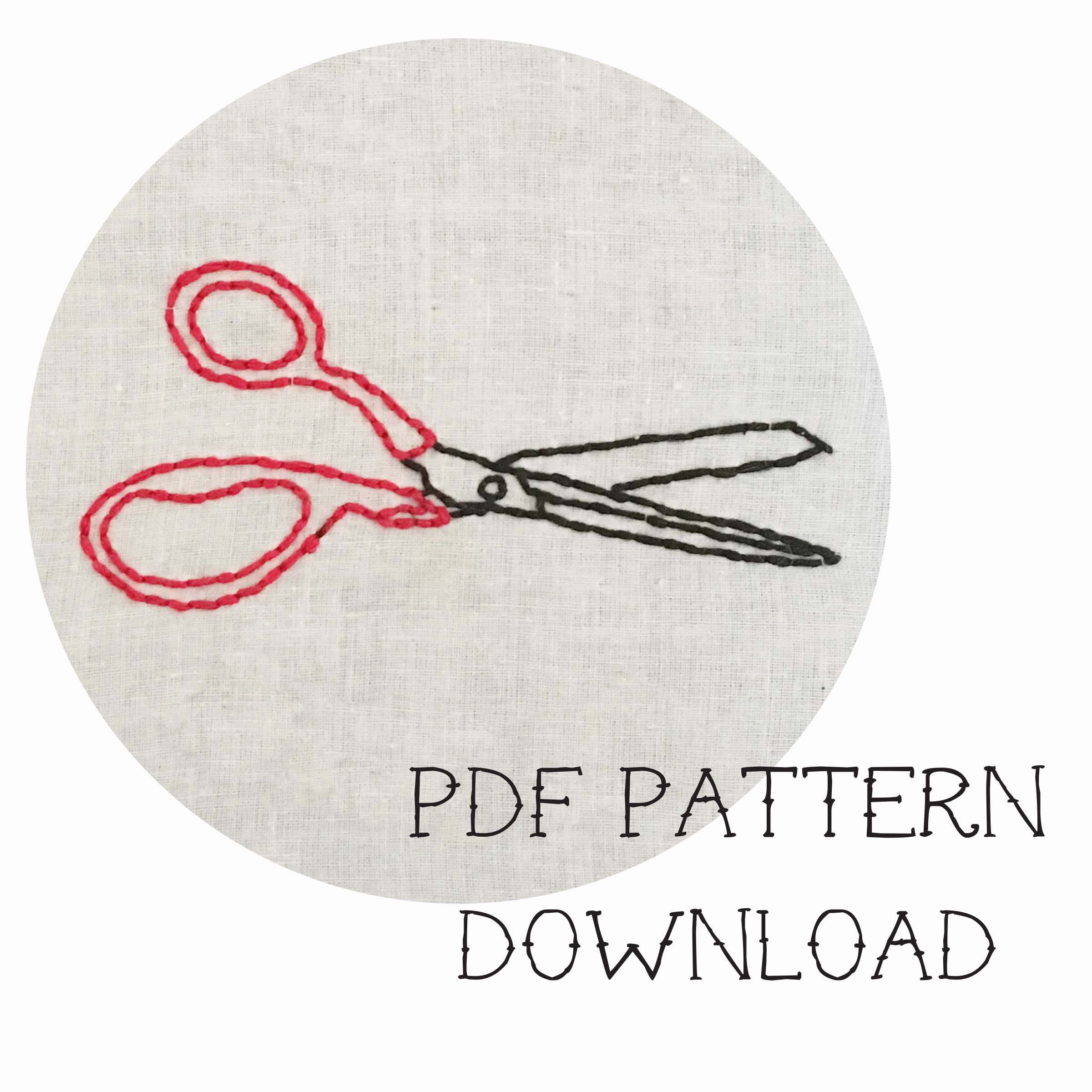 Scissors Embroidery Pattern PDF Download - Etsy