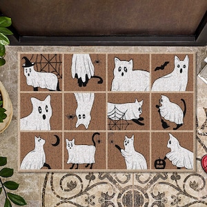 Halloween Doormat, Black Cat Doormat, Cute Halloween Cat Doormat ...