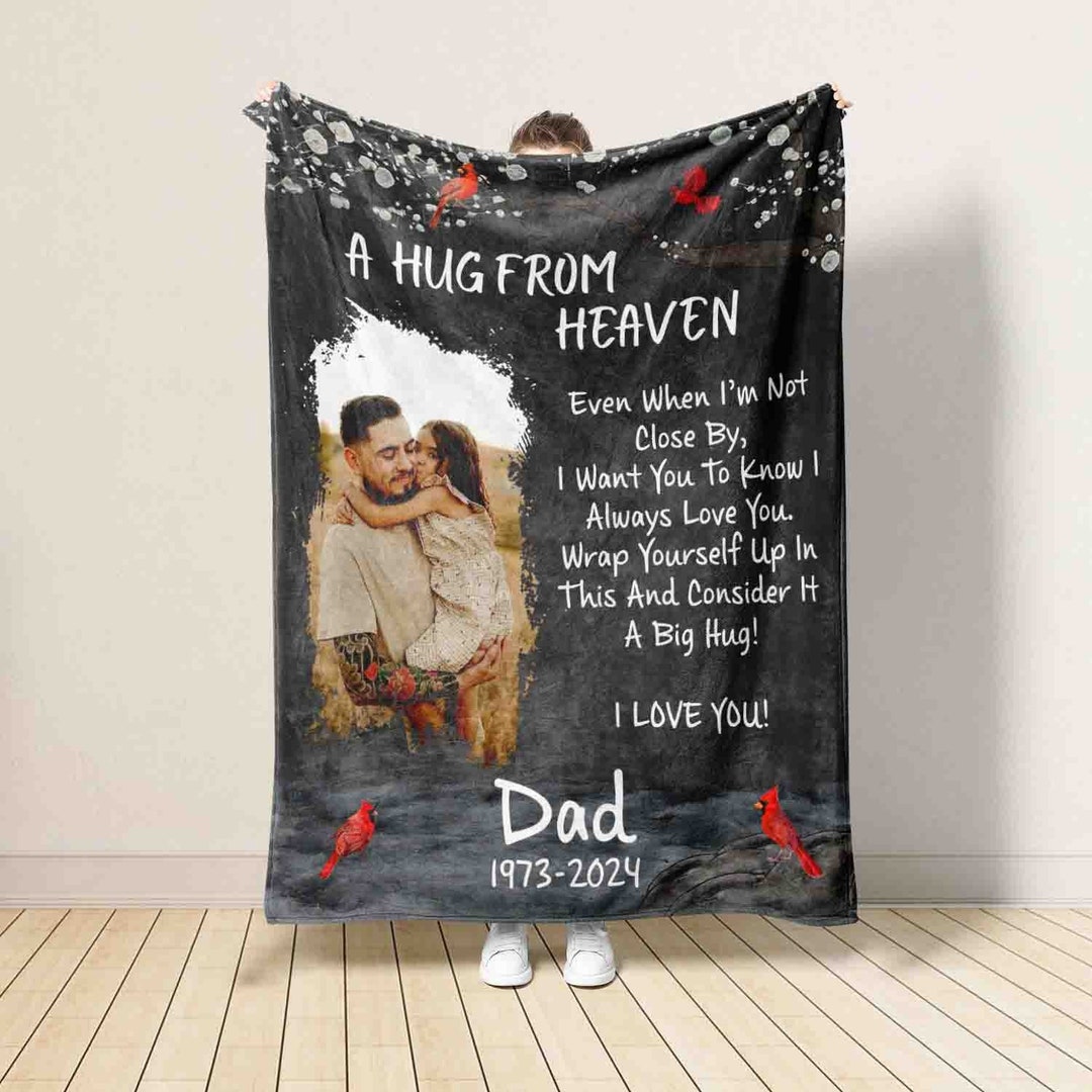 Personalized Hug From Heaven Memorial Blanket, in Memory of Photo ...