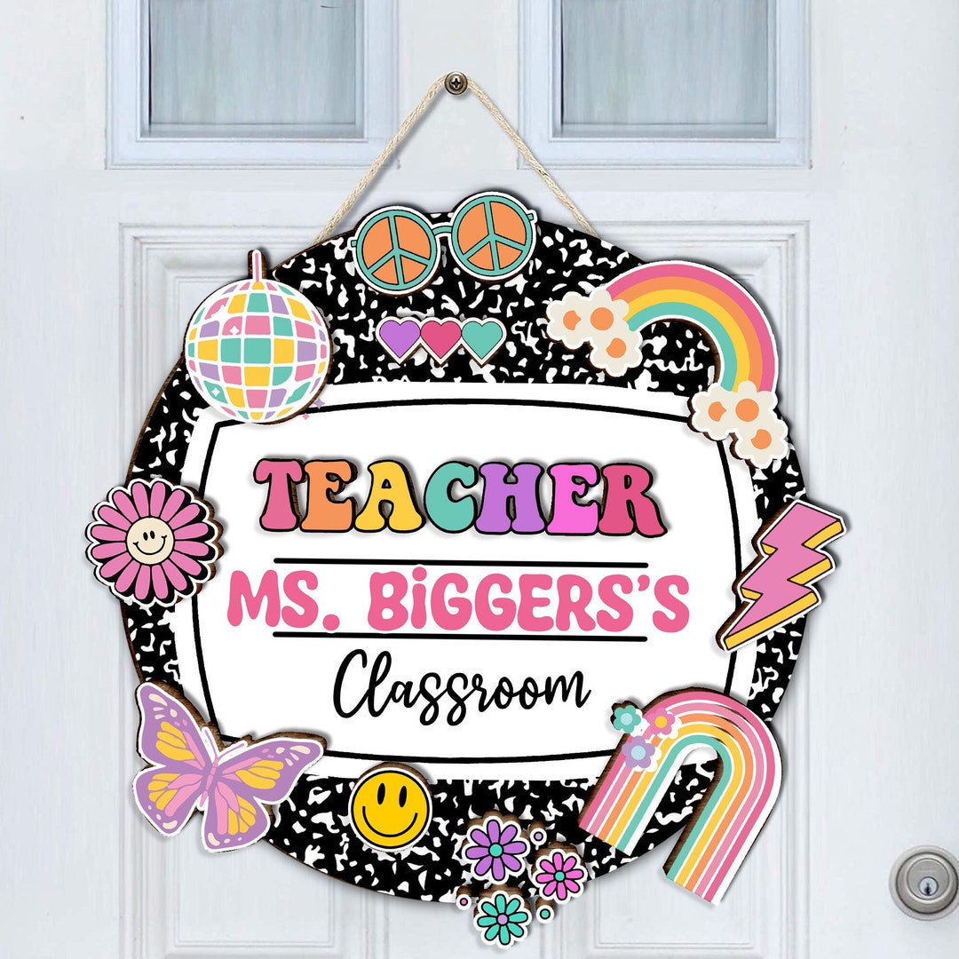 Classroom Decor, Personalized Teacher Name 3D Door Sign, Composition ...