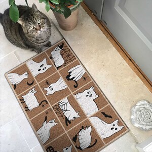 Halloween Doormat, Black Cat Doormat, Cute Halloween Cat Doormat ...