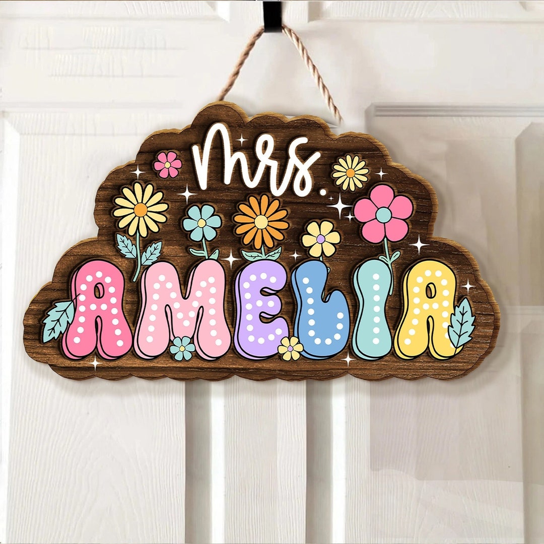 Teacher Back to School Gift, Personalized 3D Welcome Teacher Name Door ...