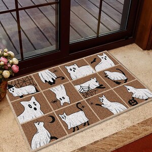 Halloween Doormat, Black Cat Doormat, Cute Halloween Cat Doormat ...