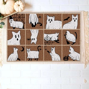 Halloween Doormat, Black Cat Doormat, Cute Halloween Cat Doormat ...