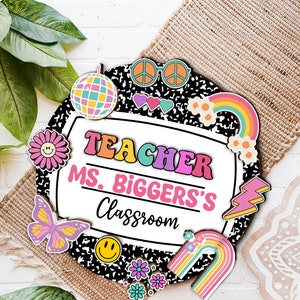 Classroom Decor, Personalized Teacher Name 3D Door Sign, Composition ...