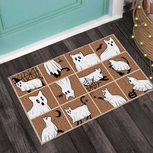 Halloween Doormat, Black Cat Doormat, Cute Halloween Cat Doormat ...