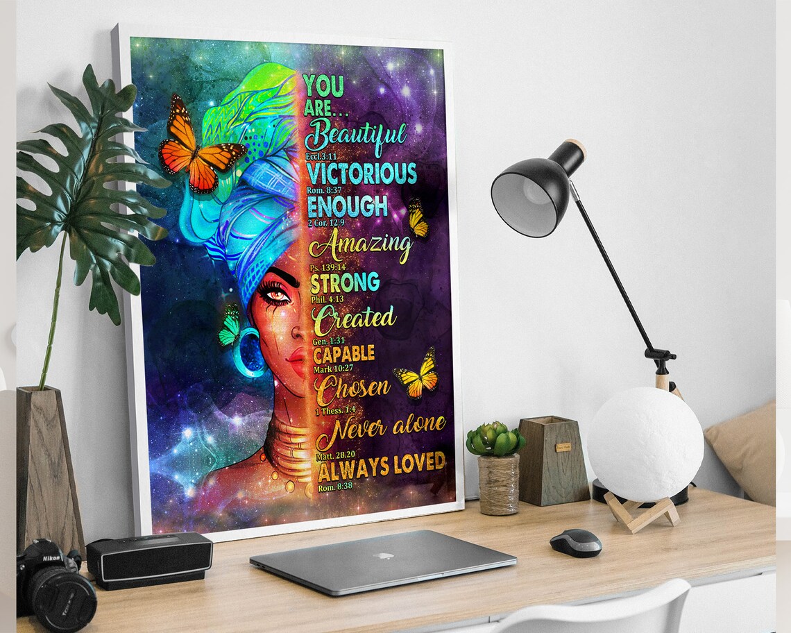 You Are Beautiful Black Woman Poster Canvas Afro Woman | Etsy