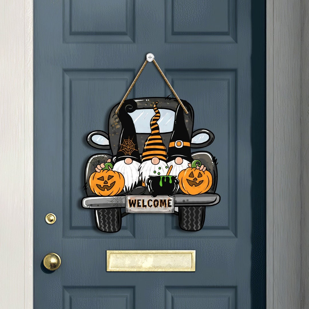 Halloween Truck Door Hanger, Halloween Gnomes Door Hanger, Truck ...