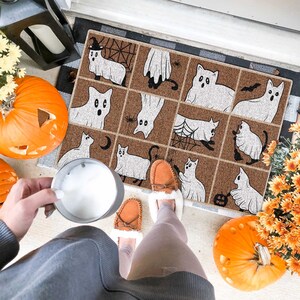 Halloween Doormat, Black Cat Doormat, Cute Halloween Cat Doormat ...