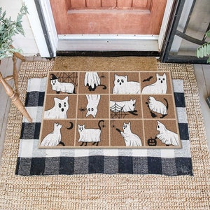 Halloween Doormat, Black Cat Doormat, Cute Halloween Cat Doormat ...