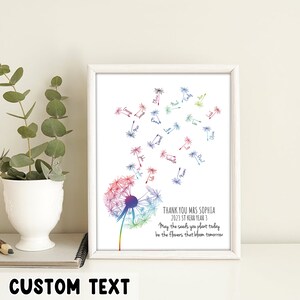Thank You Teacher Gift, Teacher Gift Print, Rainbow Dandelion ...