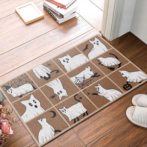 Halloween Doormat, Black Cat Doormat, Cute Halloween Cat Doormat ...