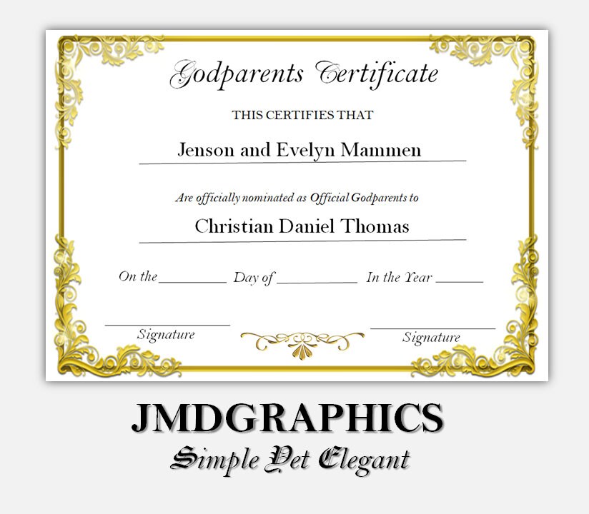 Printable Godparent Certificate Template