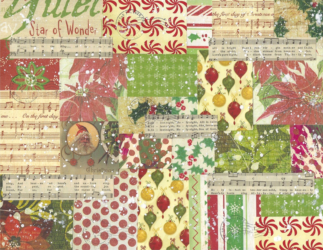 Christmas Collage Digital - Collage for Junk Journal Pages, Mixed Media ...
