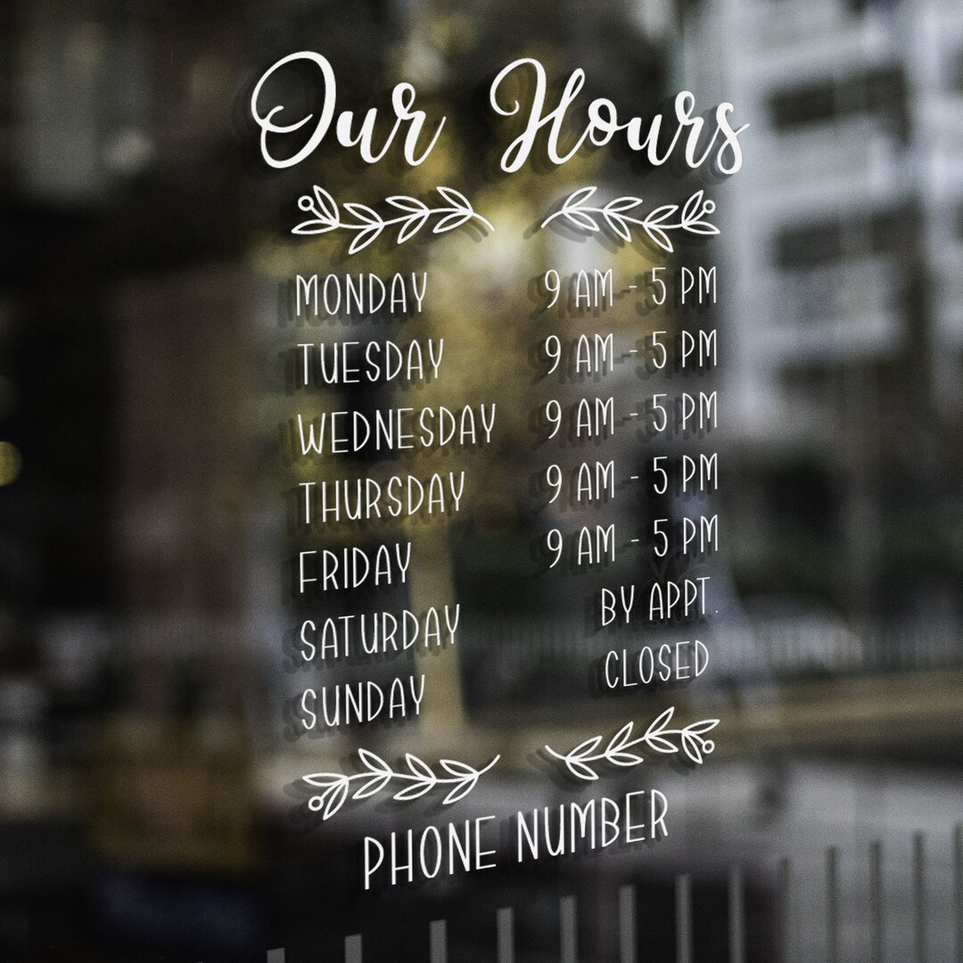 Hour of Operations for Store Front, Our Business Hours - Etsy
