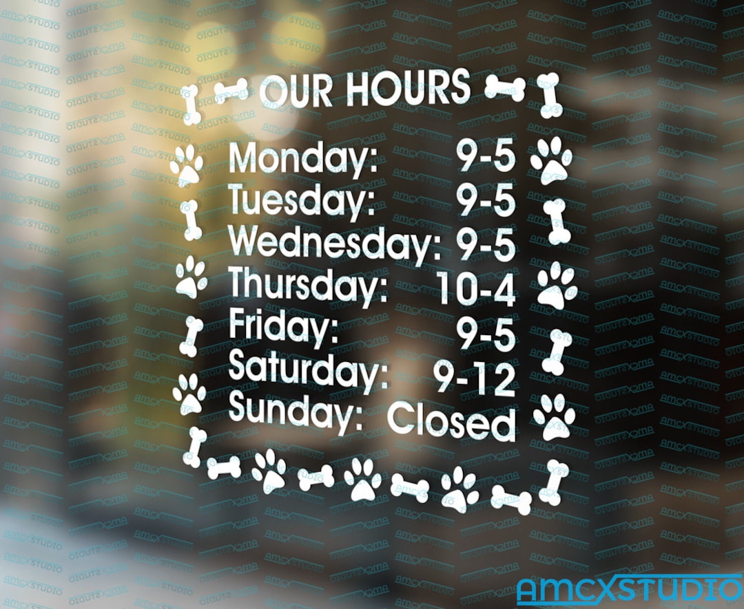 Dog Groomer Decals, Dog Kennel Hours, Pet Shop Store Signs - Etsy