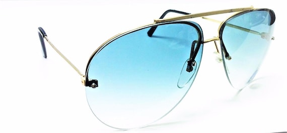 Large Vintage Aviator Gold Metal Frame Sunglasses 198… - Gem