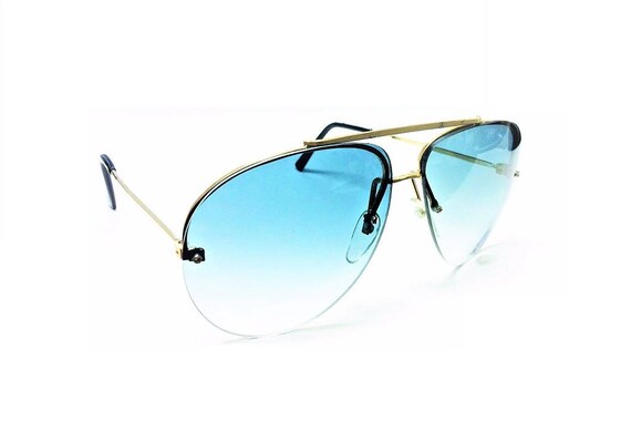 Large Vintage Aviator Gold Metal Frame Sunglasses 198… - Gem